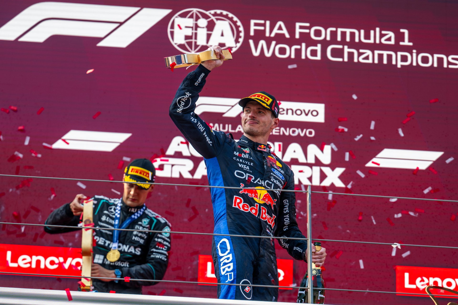 Max Verstappen mocks George Russell with cheeky yellow flag radio joke ...